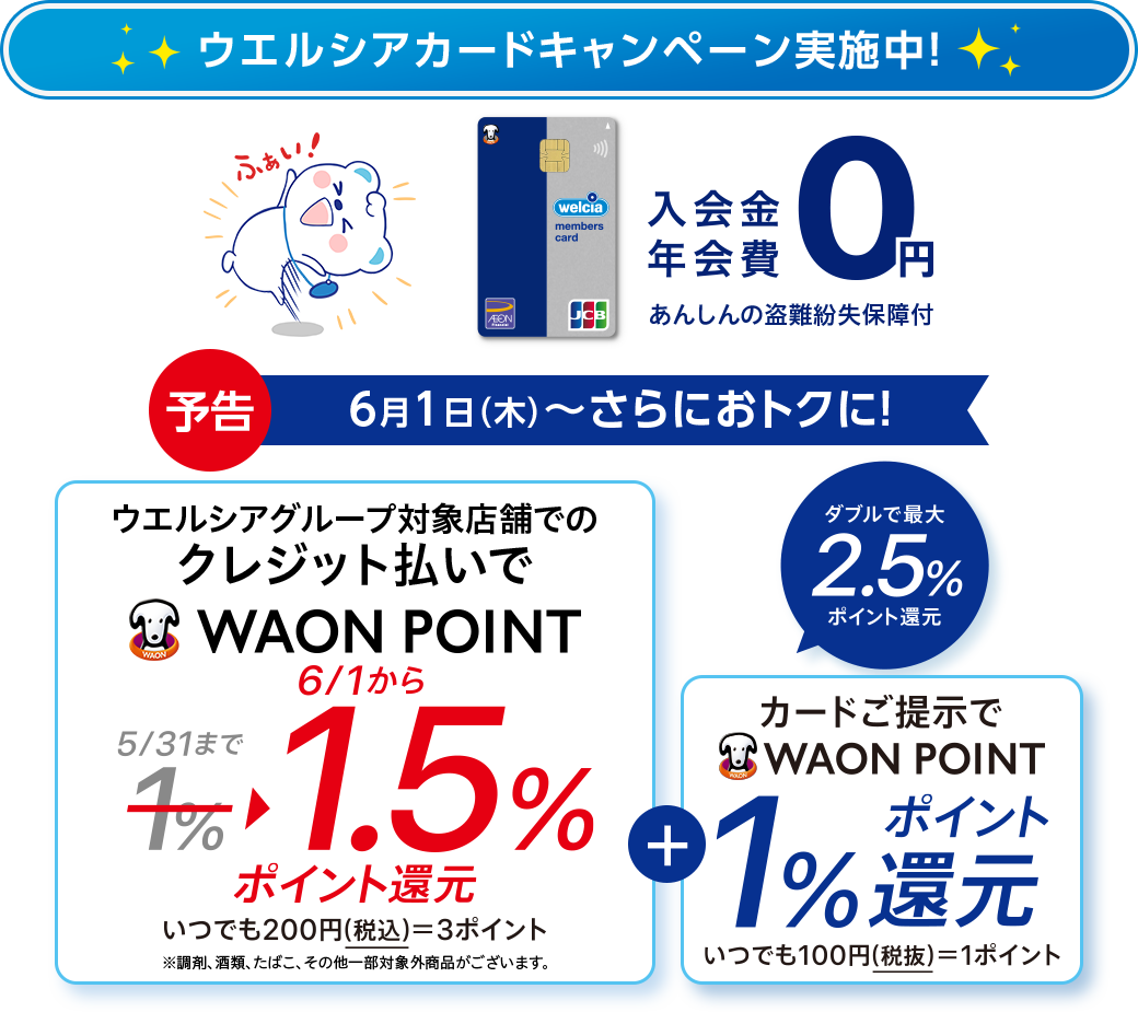 ウエルシアカードでウエルシアグループで支払いでポイント還元率が5％に増量へ。～2024/2/29。 | 節約速報
